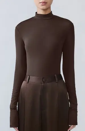 Lapointe Jersey Mock Neck Bodysuit