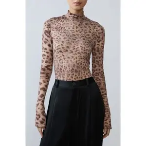 Lapointe Printed Jersey Mock Neck Bodysuit