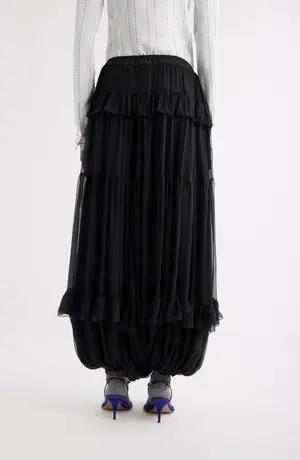 Chloé Ruffle Tiered Silk Mousseline Bubble Skirt