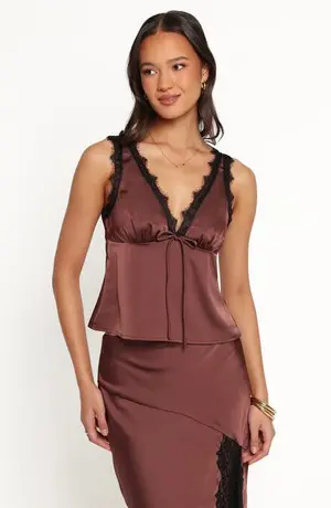 PETAL & PUP Theoni Lace Satin Tank