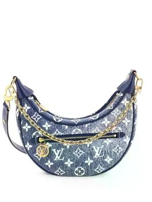 LOUIS VUITTON Loop Handbag Monogram Jacquard Denim Hobo Bag - Blue
