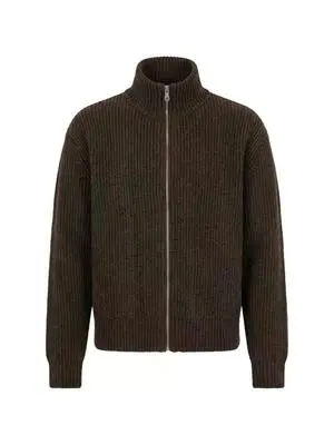 BERNER KUHL Shrunk Full-zip Ribbed-knit Cardigan - Brown