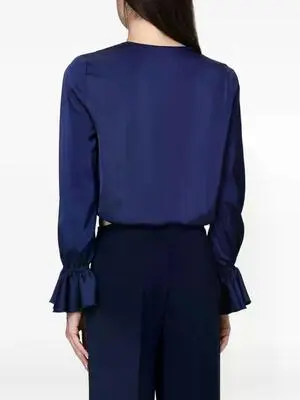 HANITA Ruffled-cuff Wrap Blouse