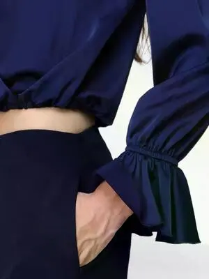 HANITA Ruffled-cuff Wrap Blouse