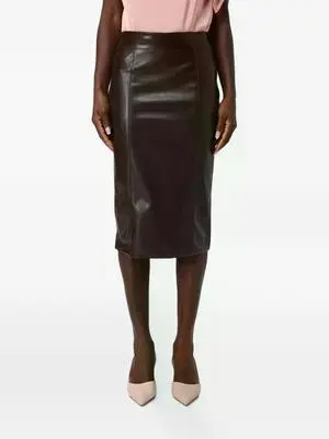 HANITA Rear-zip Pencil Midi Skirt - Brown