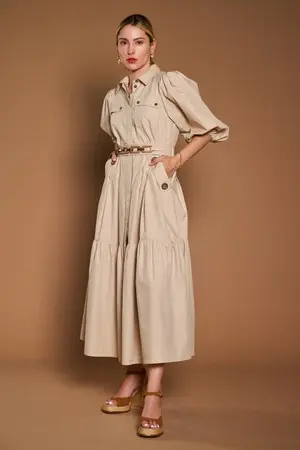 MAISON COMMON Belted Dress In Safari Style