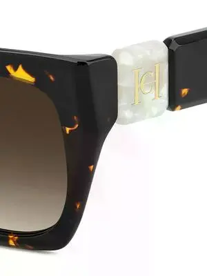 Carolina Herrera Tortoiseshell-effect Squared-frame Sunglasses