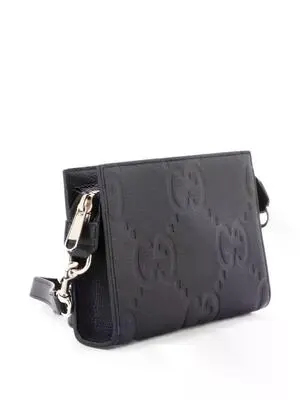 Gucci Zip Crossbody Bag Jumbo Gg Embossed Leather Shoulder Bag
