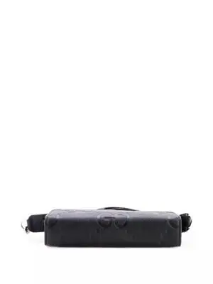 Gucci Zip Crossbody Bag Jumbo Gg Embossed Leather Shoulder Bag