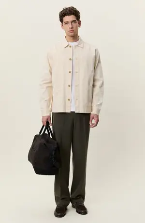 LES DEUX Herringbone Cotton Overshirt