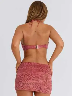 OUTCAST Franky Mini Dress Dusty Pink Leopard