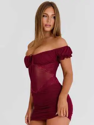 OUTCAST Rosemary Mini Dress Burgundy