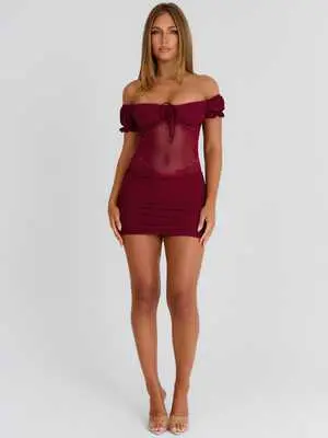 OUTCAST Rosemary Mini Dress Burgundy