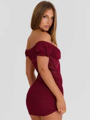 OUTCAST Rosemary Mini Dress Burgundy