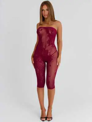 OUTCAST Hadiya Capri Jumpsuit Burgundy