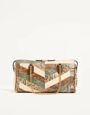 Valentino Garavani Panthea Medium Shoulder Bag In Exotic Leathers With Chevron Motif