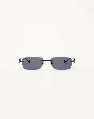 Valentino Garavani Rectangular Metal Sunglasses - Black/grey