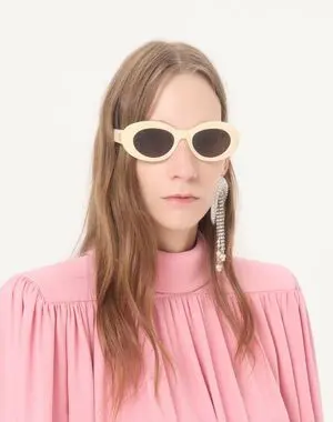 Valentino Garavani Oval Acetate Eyewear - Ivory/brown