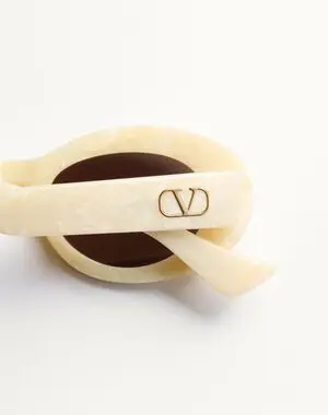 Valentino Garavani Oval Acetate Eyewear - Ivory/brown