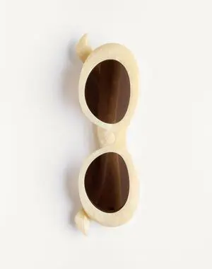 Valentino Garavani Oval Acetate Eyewear - Ivory/brown