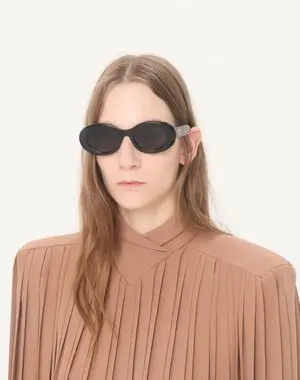 Valentino Garavani Oval Acetate Eyewear - Black/grey