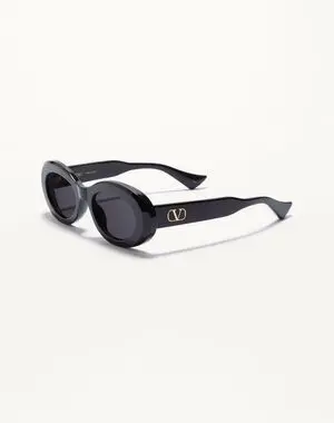 Valentino Garavani Oval Acetate Eyewear - Black/grey