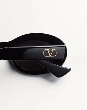 Valentino Garavani Oval Acetate Eyewear - Black/grey
