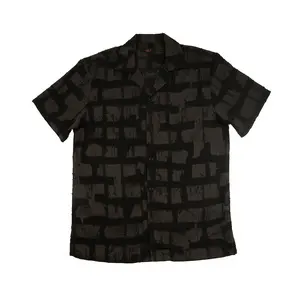EIGHT X Noir Artisan Short Sleeve Button Up Shirt - Black