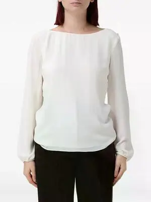 HANITA Cowl-back Long-sleeve Blouse - White