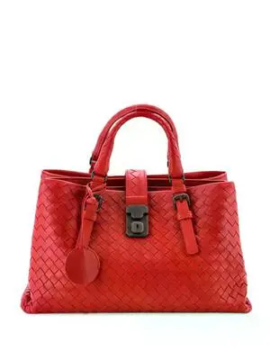 Bottega Veneta Roma Bag Intrecciato Nappa Small Tote Bag - Red