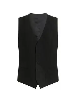 Dolce & Gabbana Single-breasted Striped Wool-jacquard Waistcoat - Black