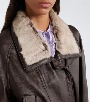 JACQUES WEI Shearling-trimmed Leather Jacket