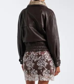 JACQUES WEI Shearling-trimmed Leather Jacket