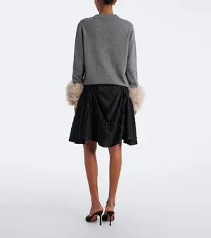 JACQUES WEI Embellished Ruched Satin Miniskirt
