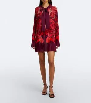 La DoubleJ Alchemy Pleated Tie-neck Minidress