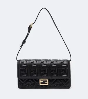 Fendi Tube Ff Leather Wallet On Chain - Black