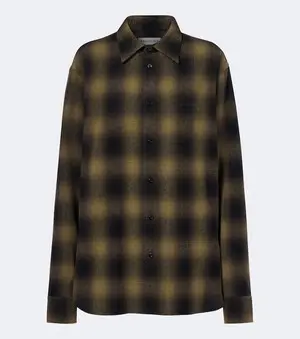 Balenciaga Checked Wool-blend Flannel Overshirt - Green