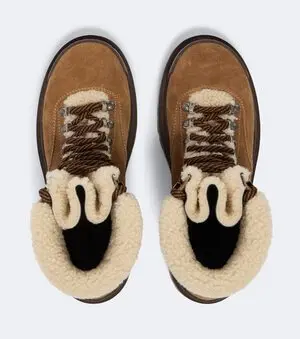 Balenciaga Shearling-lined Suede Lace-up Boots