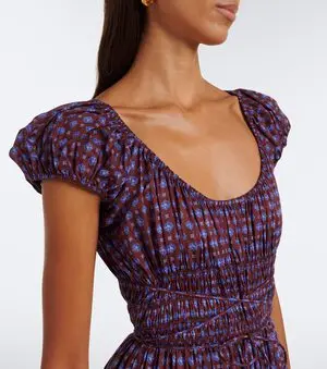 DÔEN Quinelle Printed Cotton Voile Midi Dress