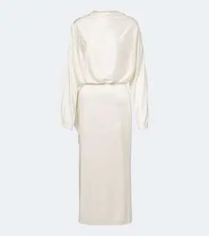Staud Phoebe Draped Silk-blend Midi Dress - White