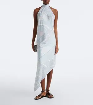 Emilio Pucci Dune Asymmetric Silk Twill Midi Dress