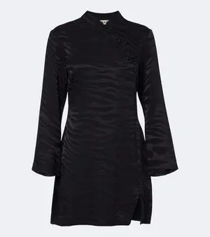 Rixo Brooklyn Satin Jacquard Minidress - Black