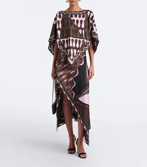 Emilio Pucci Leocorno Asymmetric Silk Twill Top