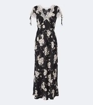 Rixo Fern Floral Lace-trimmed Satin Midi Dress - Multicoloured