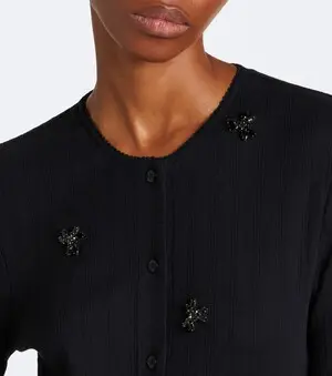 Simone Rocha Embellished Pointelle Cotton Cardigan