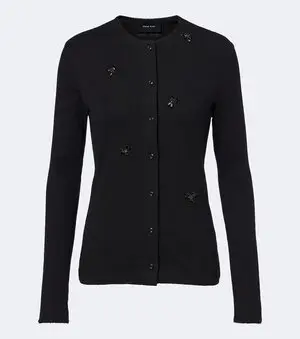 Simone Rocha Embellished Pointelle Cotton Cardigan - Black