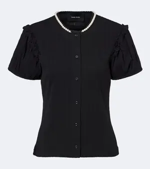 Simone Rocha Embellished Pointelle Cotton Cardigan - Black