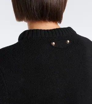 Balenciaga Cropped Gathered Wool Sweater - Black