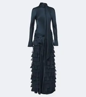 Zimmermann Valiant Ruffled Silk Satin And Chiffon Gown