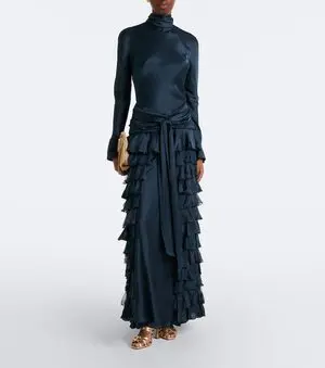 Zimmermann Valiant Ruffled Silk Satin And Chiffon Gown